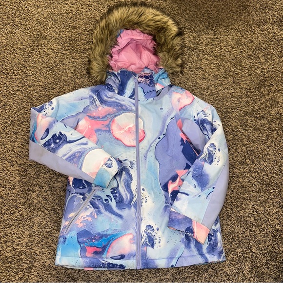 Roxy | Jackets & Coats | Roxy Kids Multicolor Jacket With Faux Fur Hood ...